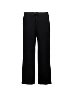 120% Lino Drawstring Trousers - Black