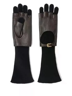 Sandro Embossed-logo Layered Gloves - Black