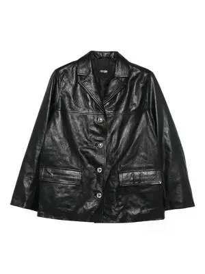 Maje Single-breasted Leather Blazer
