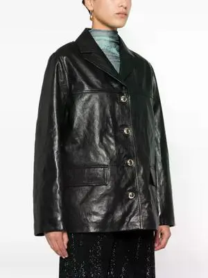 Maje Single-breasted Leather Blazer
