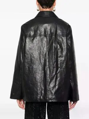 Maje Single-breasted Leather Blazer