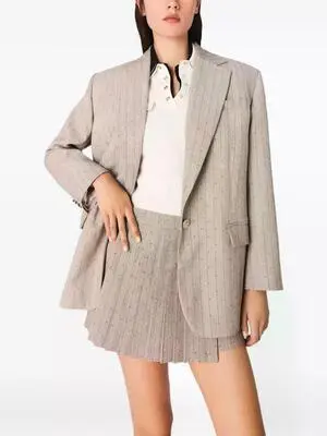 Maje Rhinestone Pinstripe Suit Jacket