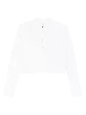 Maje Short-zip Ribbed Sweater - White