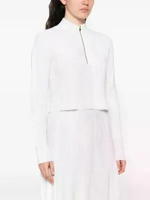Maje Short-zip Ribbed Sweater - White
