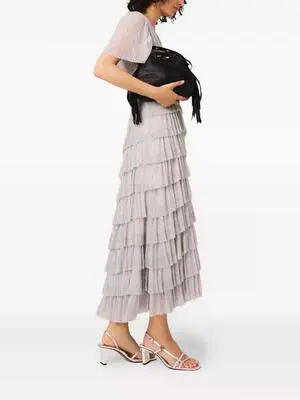 Maje Metallic Ruffled Dress