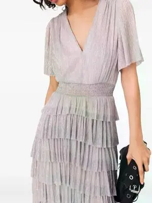 Maje Metallic Ruffled Dress
