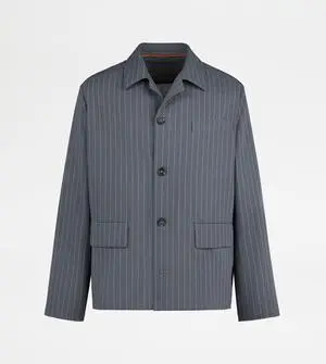 TOD'S Overshirt In Pinstripe Wool - Grey
