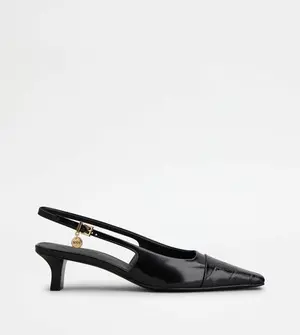 TOD'S Slingback Leather Pumps - Black
