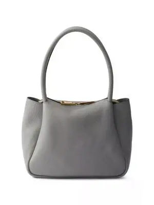 Prada Logo Detail Leather Tote Bag - Grey