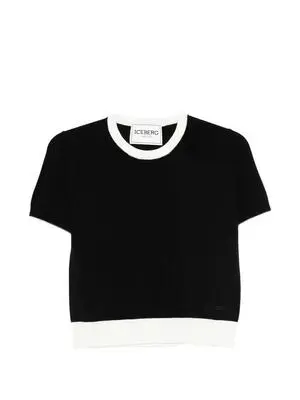 Iceberg Ribbed Trim Top - Black