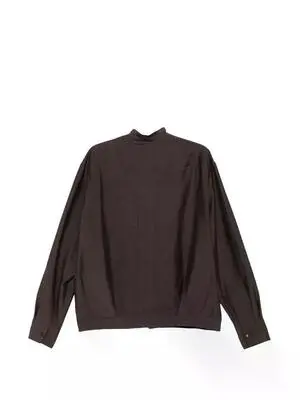 COSTUMEIN Base Otax Buttoned Collarless Shirt - Brown