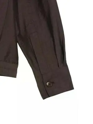 COSTUMEIN Base Otax Buttoned Collarless Shirt - Brown