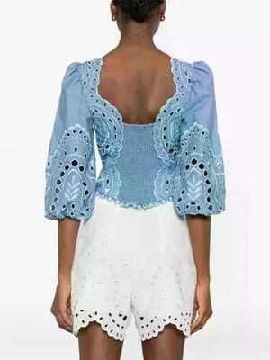 Charo Ruiz Ibiza Laced Puffed-sleeve Top