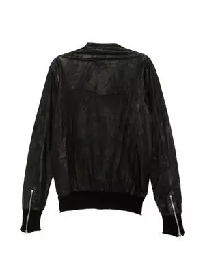 GIORGIO BRATO Leather Stand Collar Jacket - Black