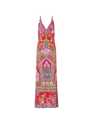Camilla V-neck Sleeveless Maxi Dress - Red