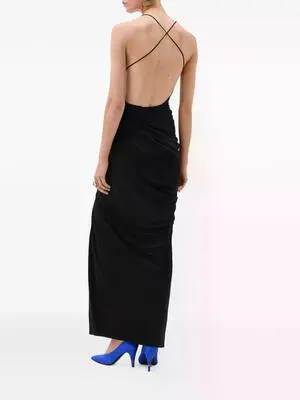Versace Crossover Strap Ruched Dress