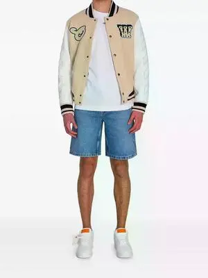 Off-White Logo-patch Bomber Jacket - Neutrals
