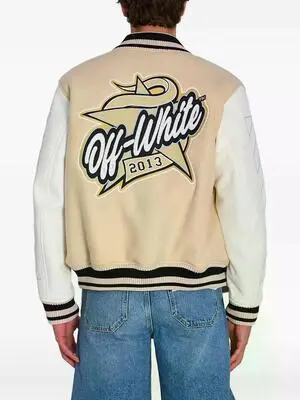 Off-White Logo-patch Bomber Jacket - Neutrals