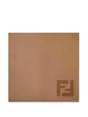 Fendi Logo-detail Fringed Scarf - Brown