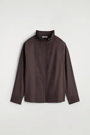 Cos Pintucked Cotton Blouse - Brown