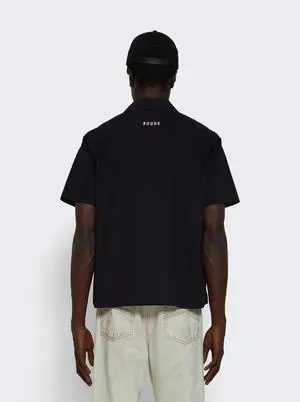Rhude Camp Collar Logo Shirt And White