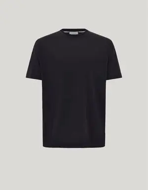 Canali Lisle Cotton T-shirt With Double Collar - Black