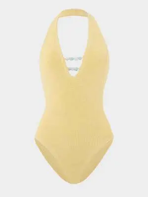 Hunza G Adriana Beaded One Piece Swimsuit - Butter