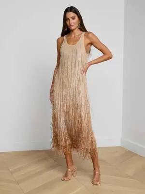 L'Agence Prince Embellished Feathered Dress