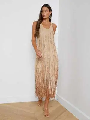 L'Agence Prince Embellished Feathered Dress