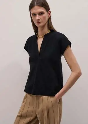 ME+EM Open Placket Swing Top - Black