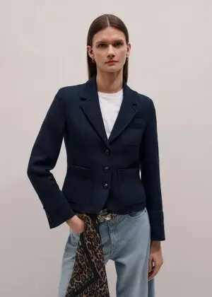 ME+EM Herringbone Fitted Crop Jacket