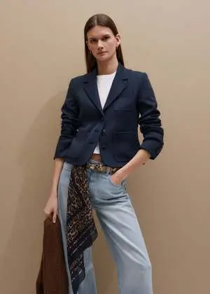 ME+EM Herringbone Fitted Crop Jacket