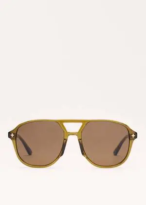 ME+EM Acetate Aviator Sunglasses - Olive