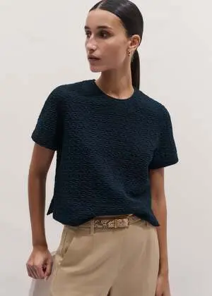 ME+EM Jacquard Short Sleeve Top
