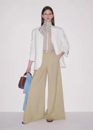 ME+EM Striped Tie-neck Blouse - Brown Multi