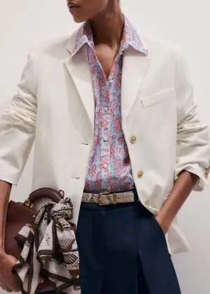 ME+EM Silk Cotton Gilded Paisley Print Straight Blouse