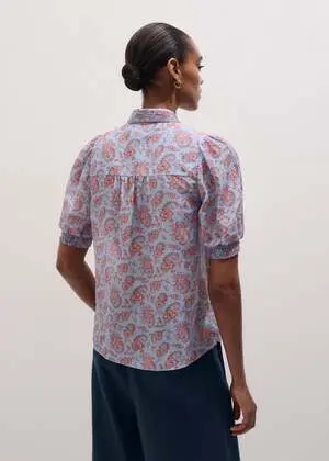 ME+EM Silk Cotton Gilded Paisley Print Straight Blouse
