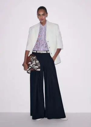 ME+EM Silk Cotton Gilded Paisley Print Straight Blouse
