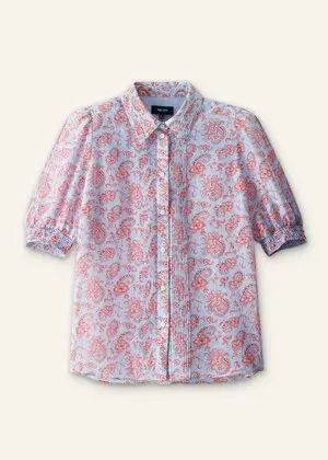 ME+EM Silk Cotton Gilded Paisley Print Straight Blouse