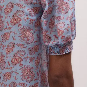 ME+EM Silk Cotton Gilded Paisley Print Straight Blouse