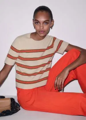 ME+EM Cashmere Stripe Knit Tee