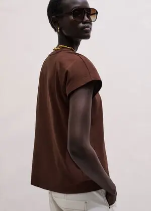 ME+EM Open Placket Swing Top - Cinnamon Brown