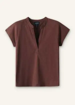 ME+EM Open Placket Swing Top - Cinnamon Brown