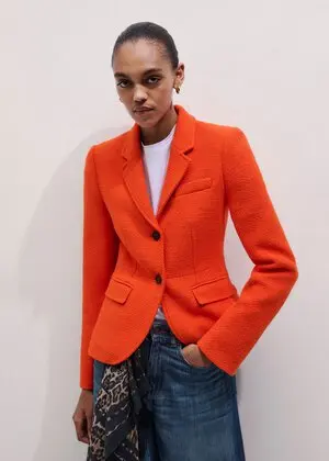 ME+EM Fitted Soft Sculpt Jacket - Tangerine Orange