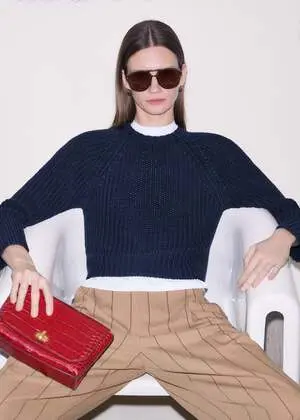 ME+EM Chunky Cotton Raglan Jumper - Navy