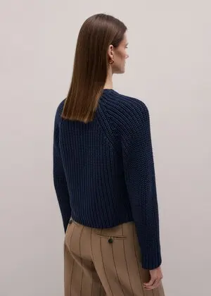 ME+EM Chunky Cotton Raglan Jumper - Navy