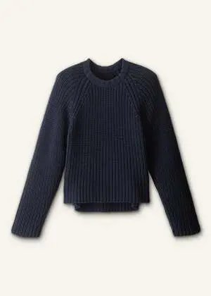 ME+EM Chunky Cotton Raglan Jumper - Navy