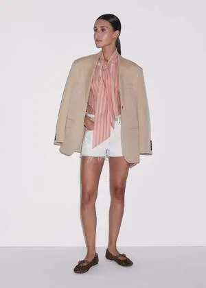 ME+EM Striped Blouse With Tie Detail - Orange Multi