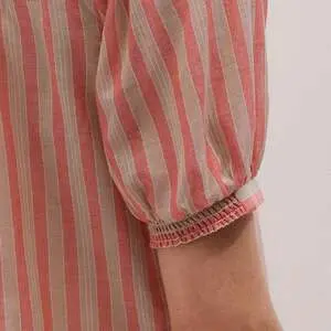 ME+EM Striped Blouse With Tie Detail - Orange Multi