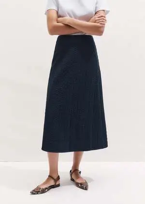 ME+EM Curling Crosses Jacquard Textured Midi Skirt